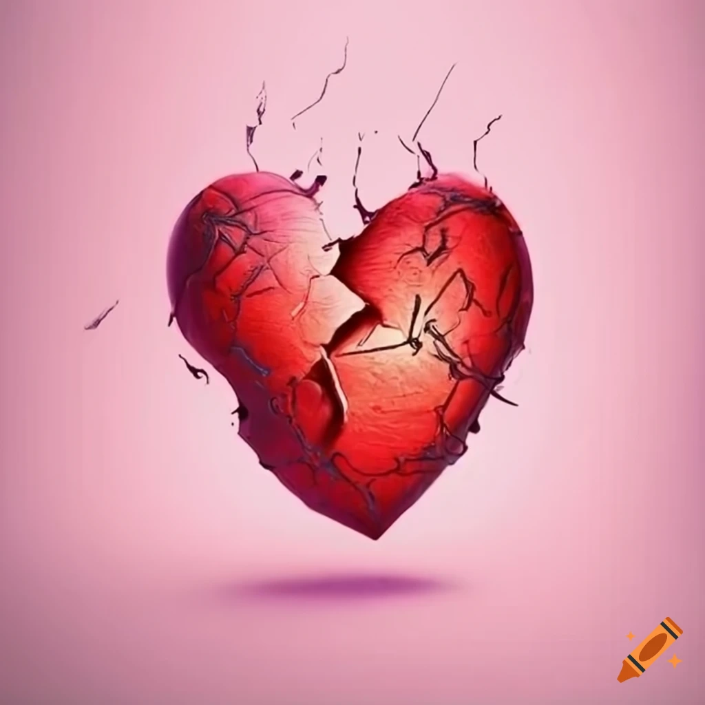 Symbolic representation of a broken heart with words Constant love on ...