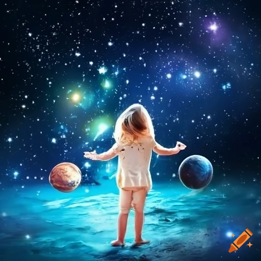 Children playing in outer space on Craiyon