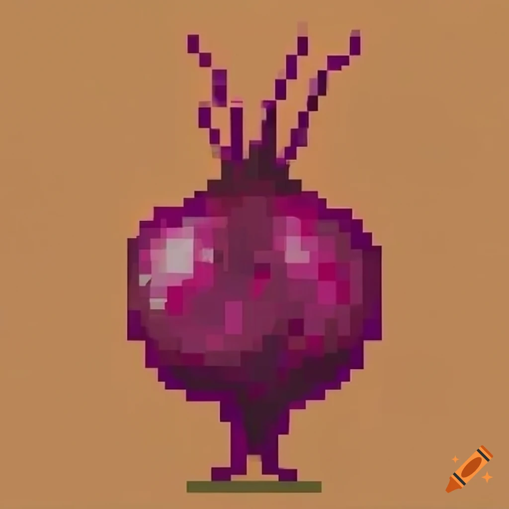 Pixel art painting of a beet on Craiyon