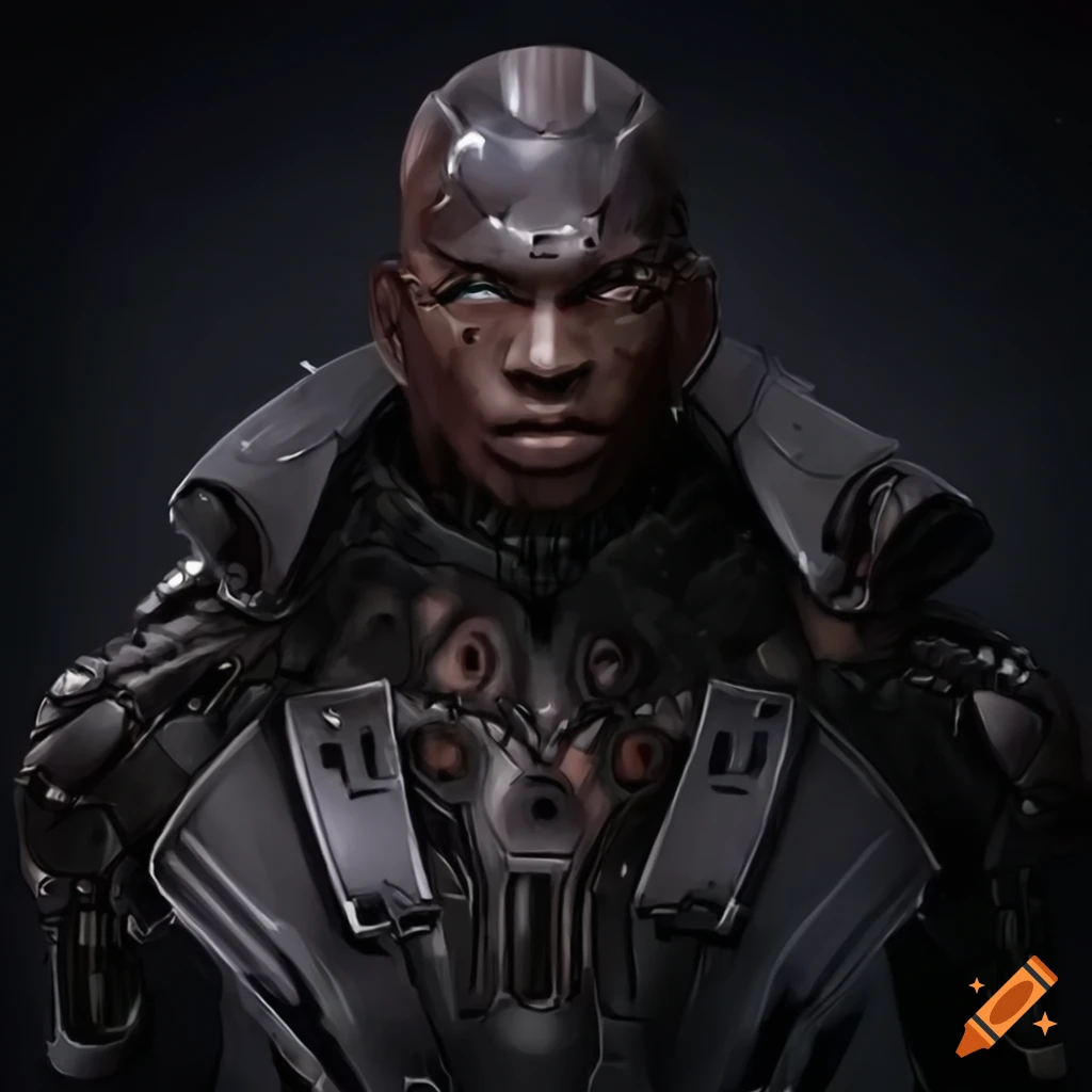 Digital artwork of a futuristic cyborg with a blade arm on Craiyon