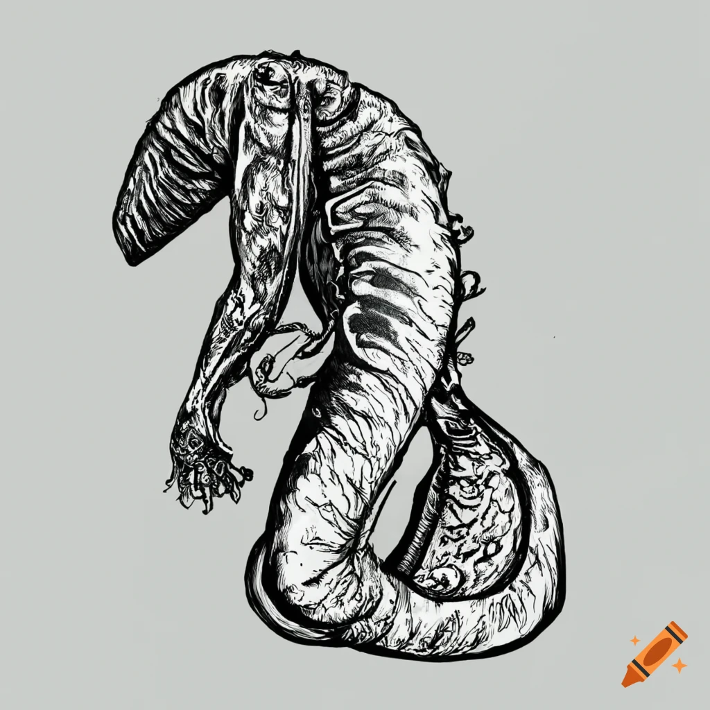 Detailed ink drawing of a unique creature on Craiyon