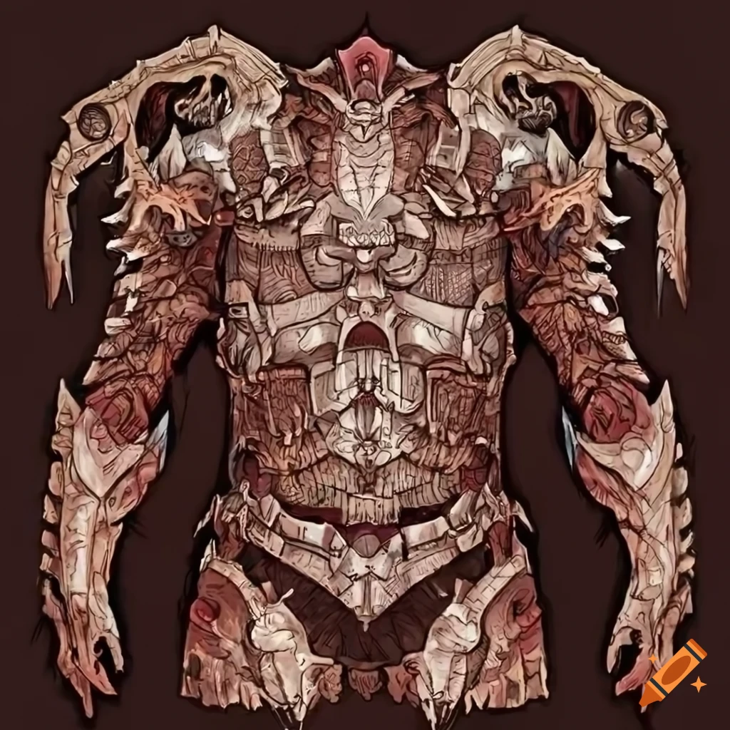 Intricate demonic chest armor artwork on Craiyon