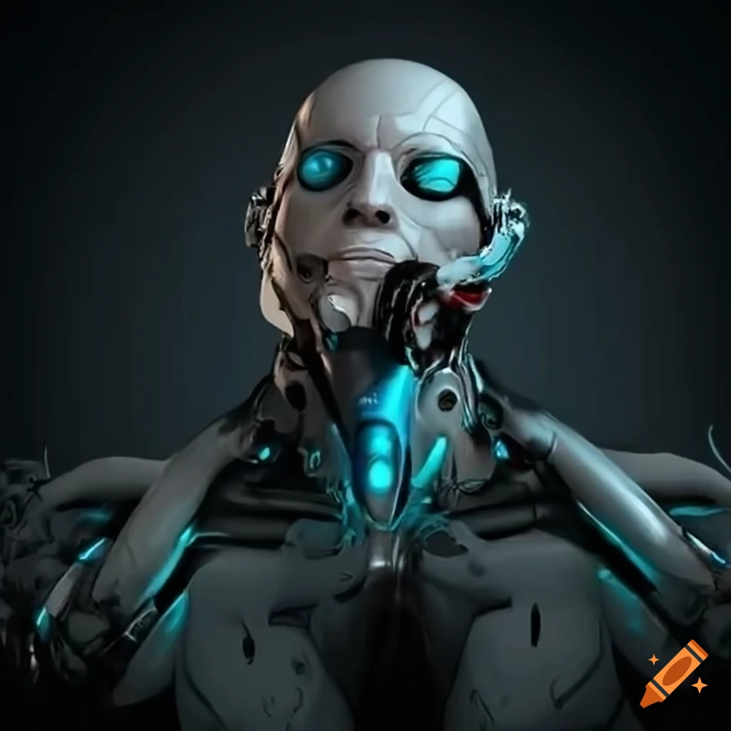 Cyborg doctor resting his head on his fist on Craiyon