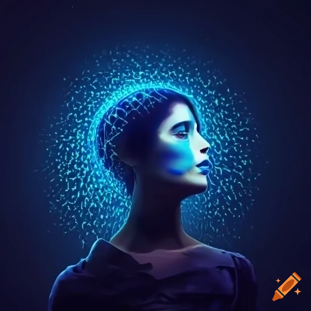 Dynamic illustration of friendly artificial intelligence with spatial elements on Craiyon