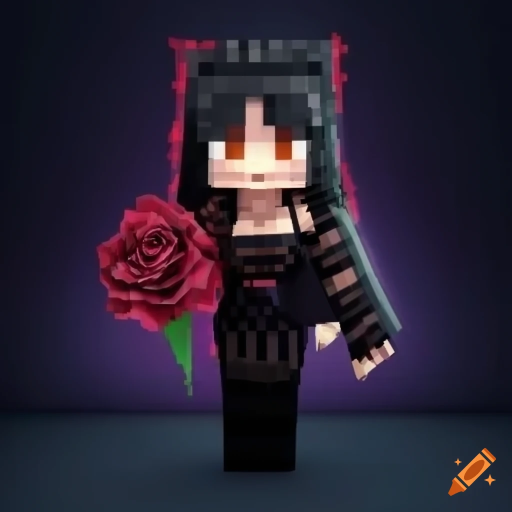 Render of a vampire female in Minecraft on Craiyon