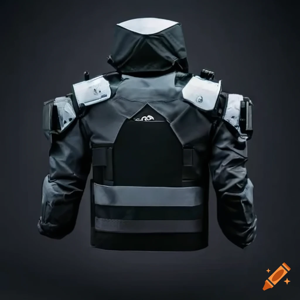 Close-up of a bulletproof jacket with intricate design on Craiyon