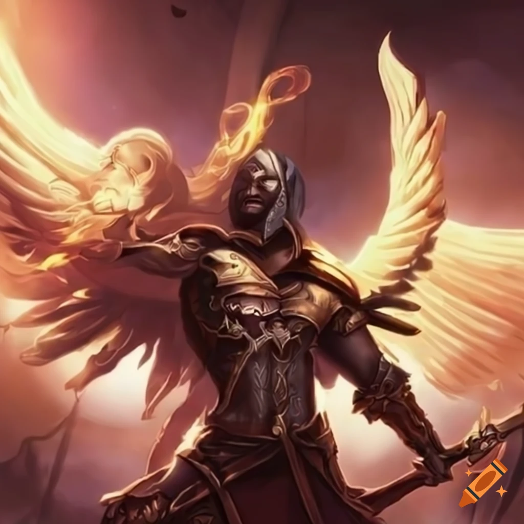 Image of a powerful angel warrior with a divine weapon on Craiyon