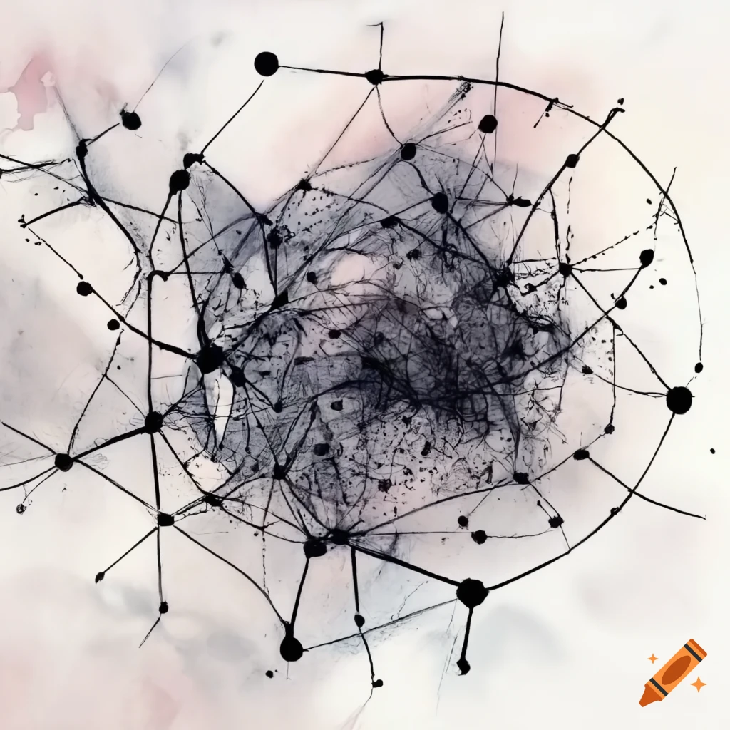 Abstract network of nodes and edges