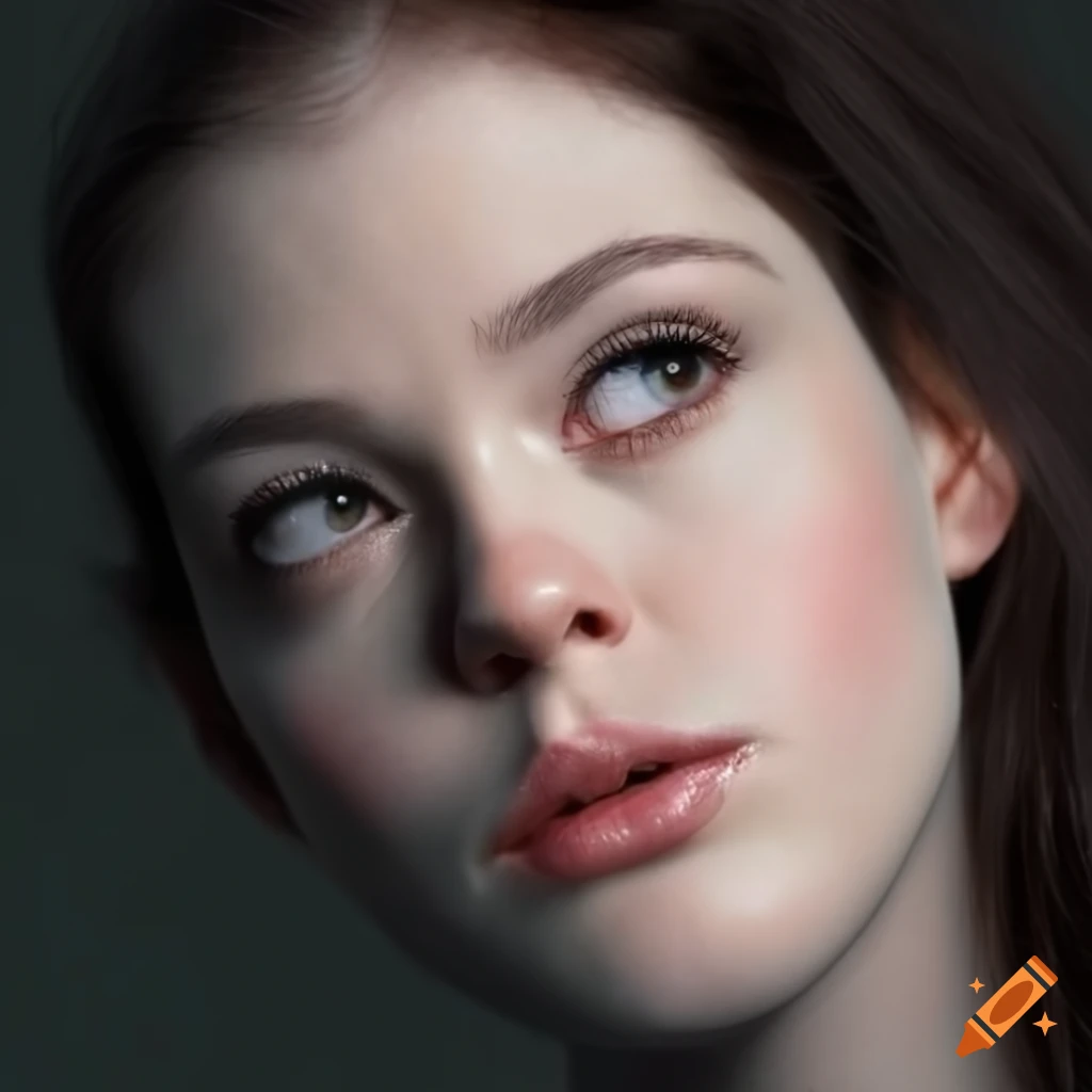 Close-up portrait of a beautiful young woman with soft features on Craiyon