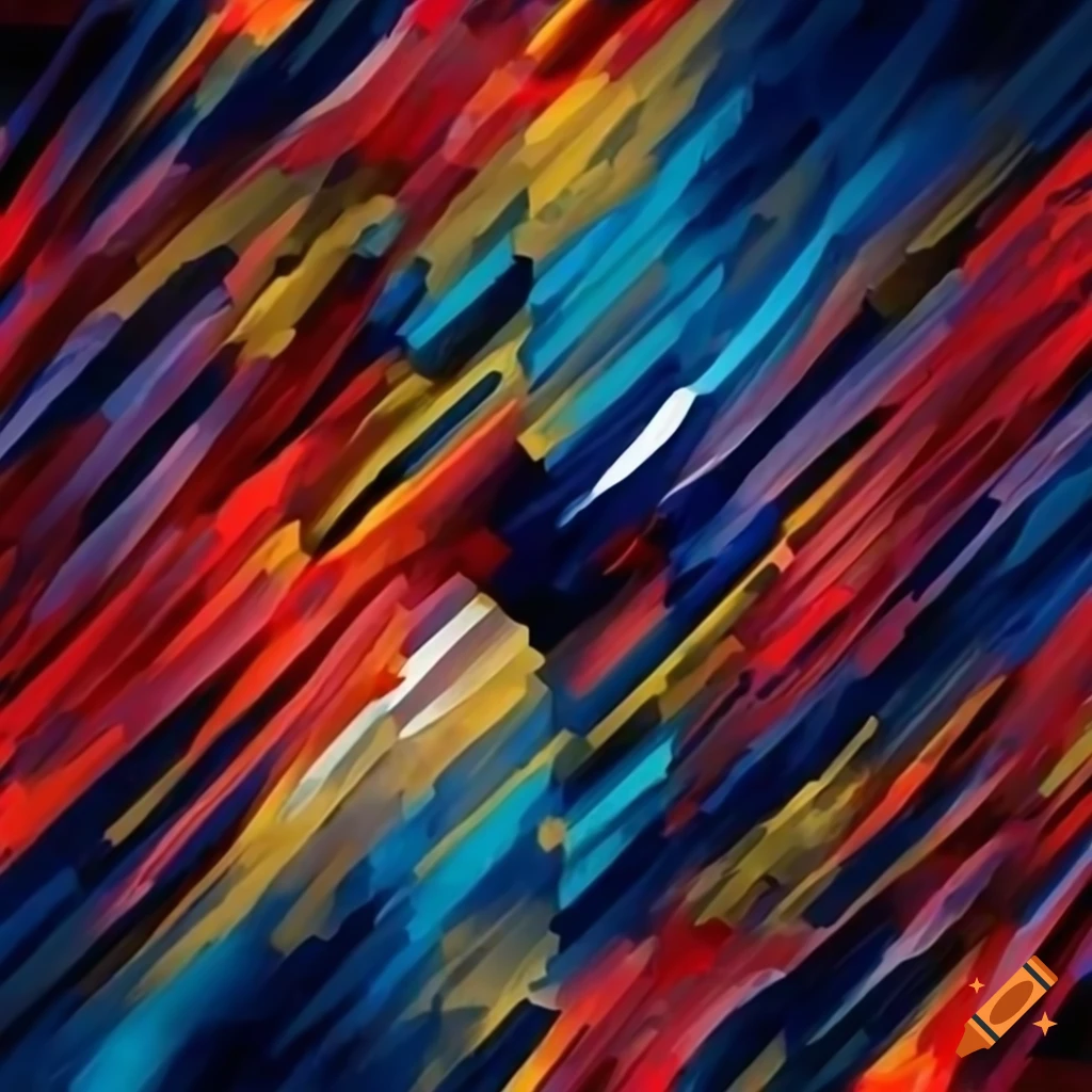 Abstract artwork with aggressive war colors on Craiyon