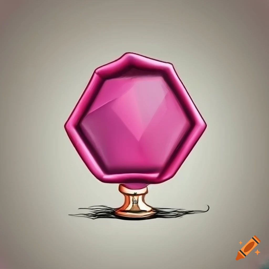 Drawing of a pink diamond-shaped wax seal on Craiyon