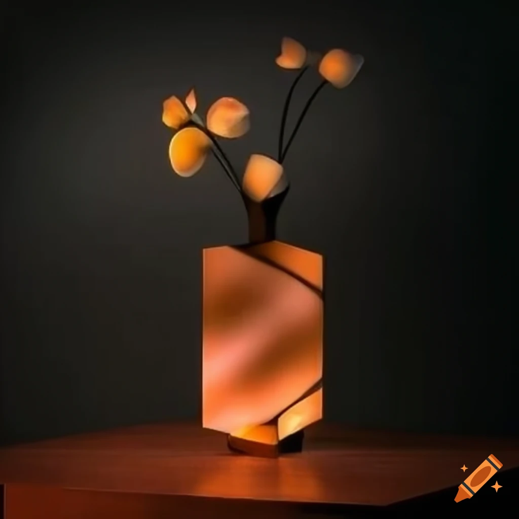 Dramatic lighting on a cubist vase on Craiyon