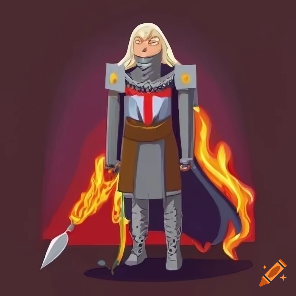 Cartoon artwork of glorfindel in templar armor banishing monsters with ...