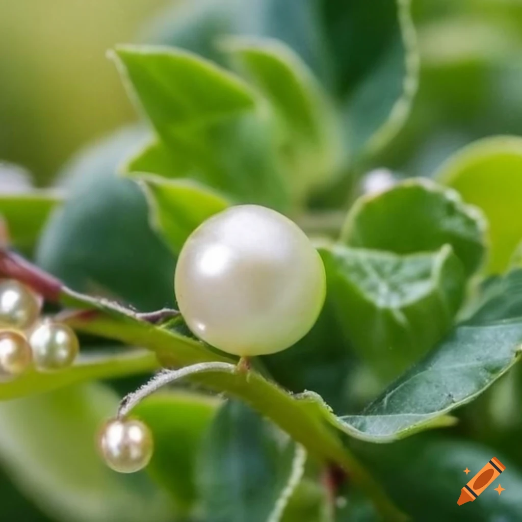 Close up of pearls growing on a plant on Craiyon