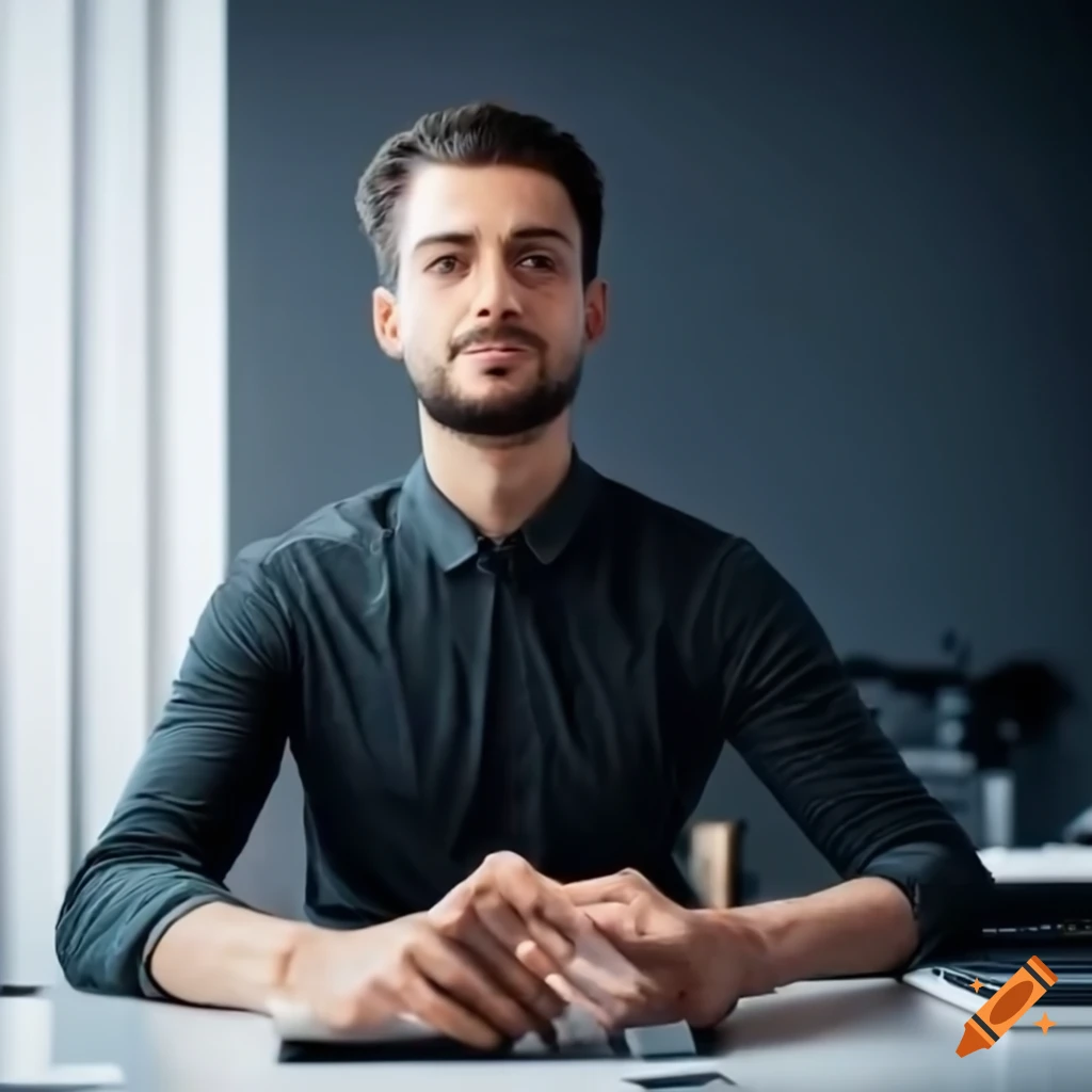Confident man in a high-tech office on Craiyon