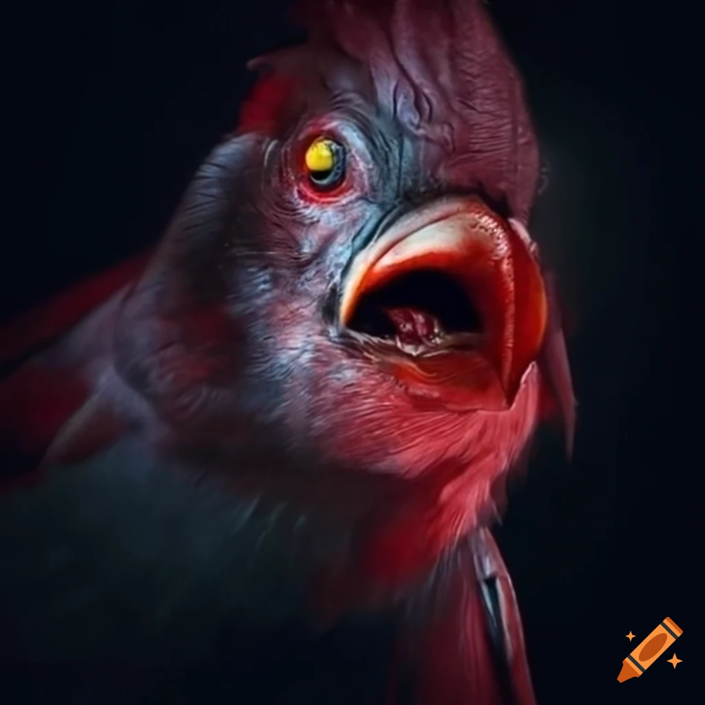 Image of a terrifying cardinal bird on Craiyon