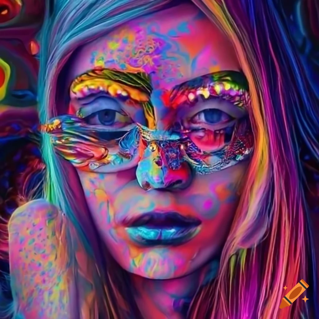 Artwork of a trippy psychedelic woman on Craiyon