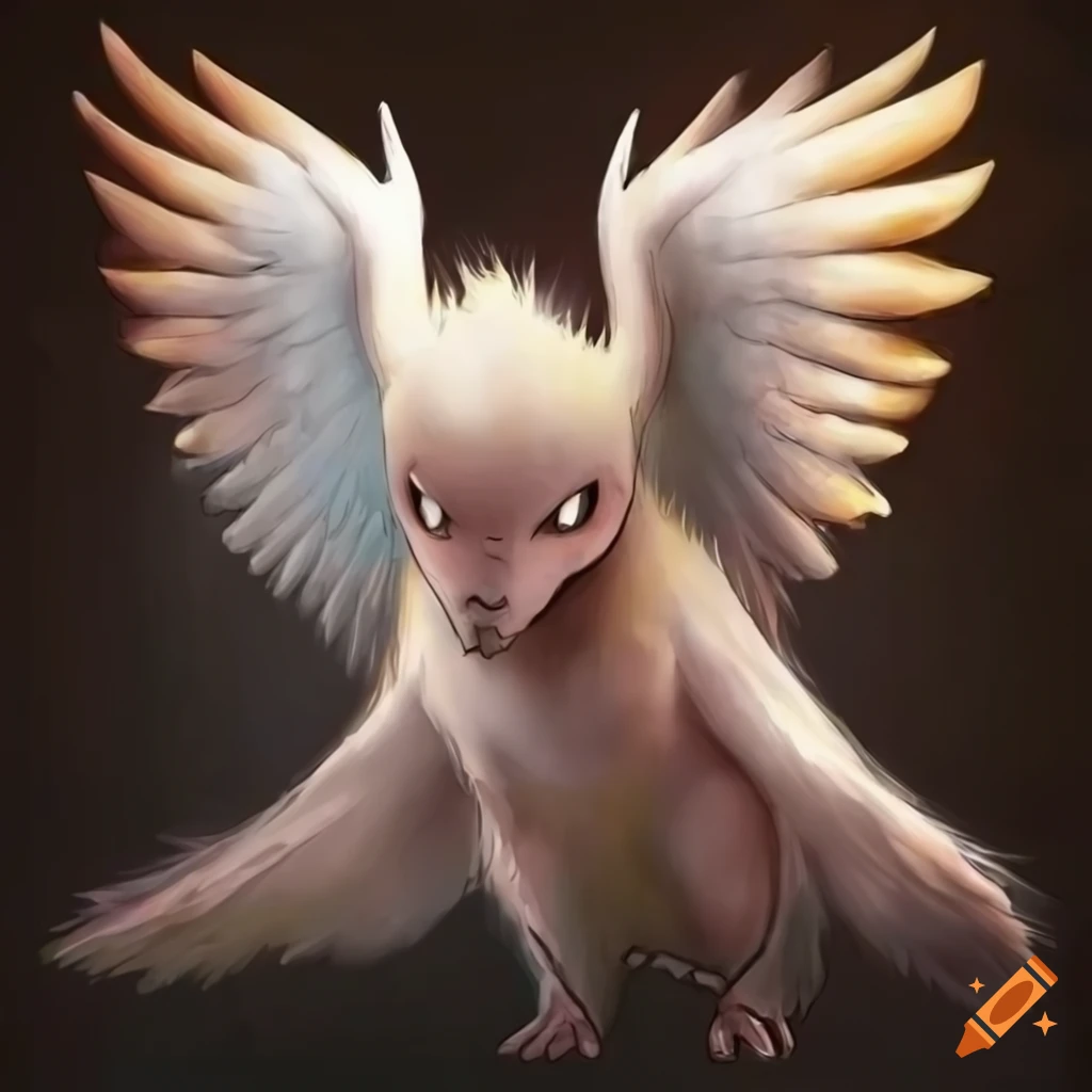 Realistic angel pokemon with multiple wings on Craiyon