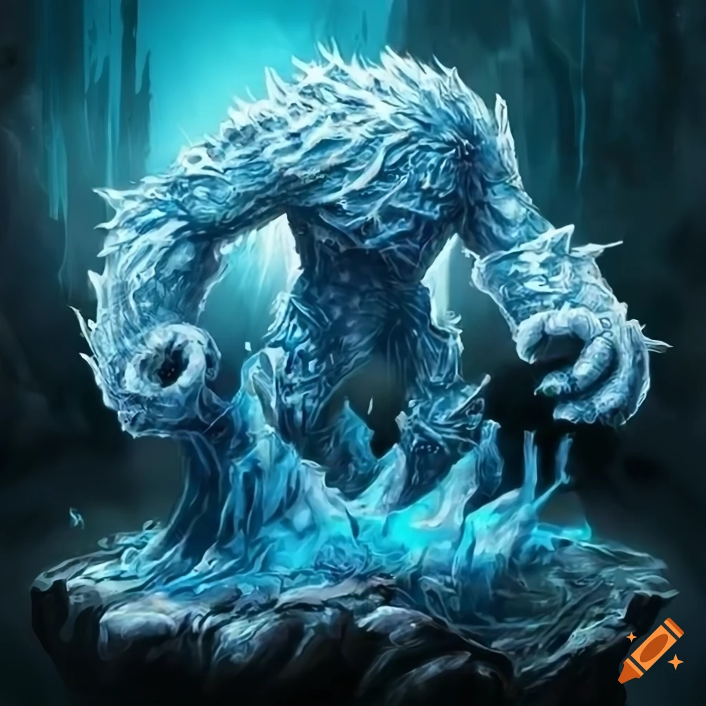 Detailed ice elemental fantasy art on Craiyon