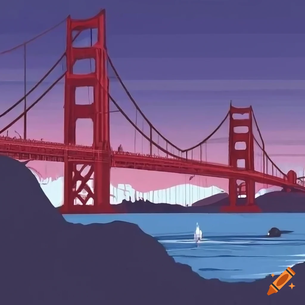 Golden State Bridge Cartoon