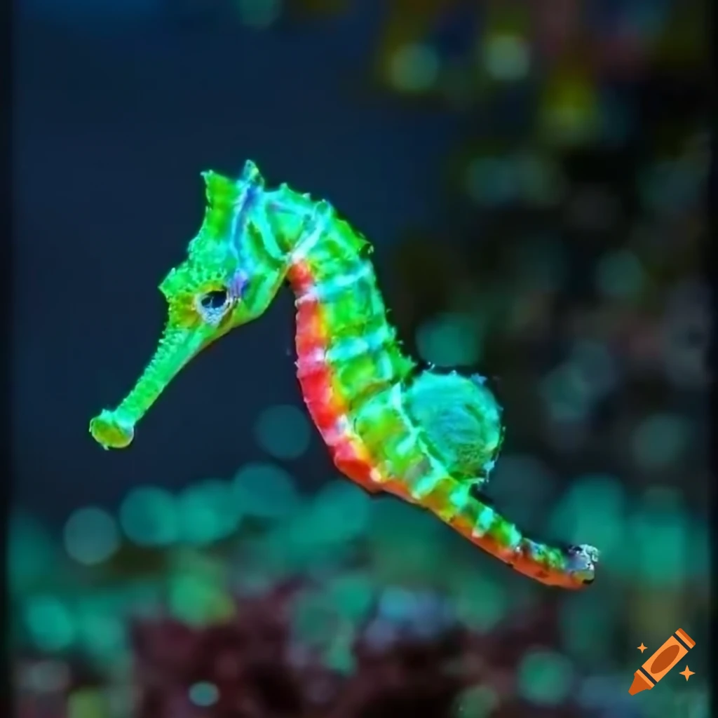 Colorful seahorse in a magical underwater world on Craiyon