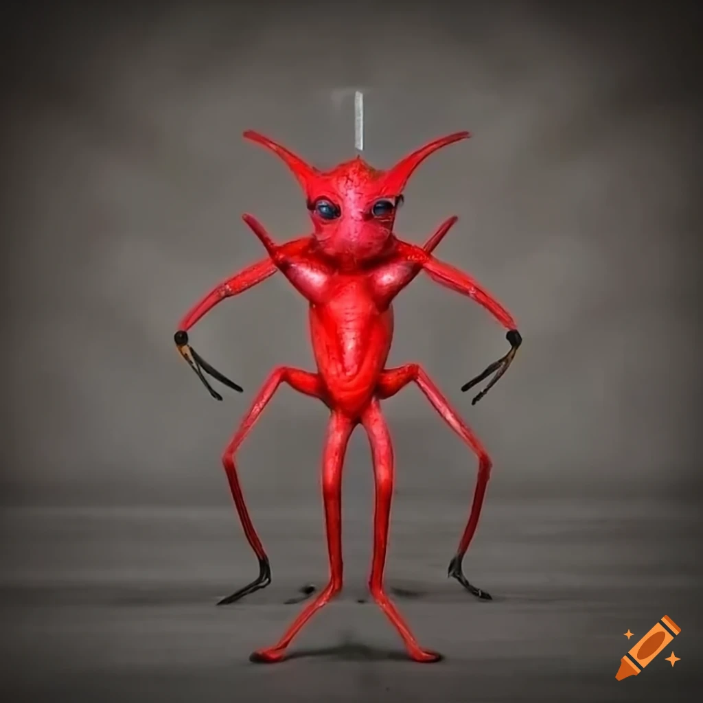 Illustration of a fat hairy red alien with multiple features on Craiyon