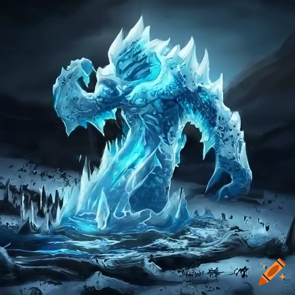 Detailed ice elemental fantasy art on Craiyon