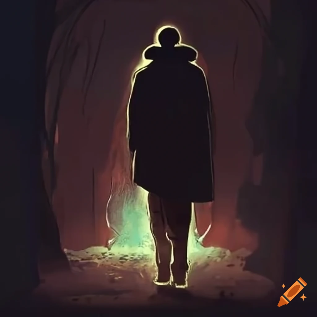 Image of a blind man walking at night with a lamp on Craiyon