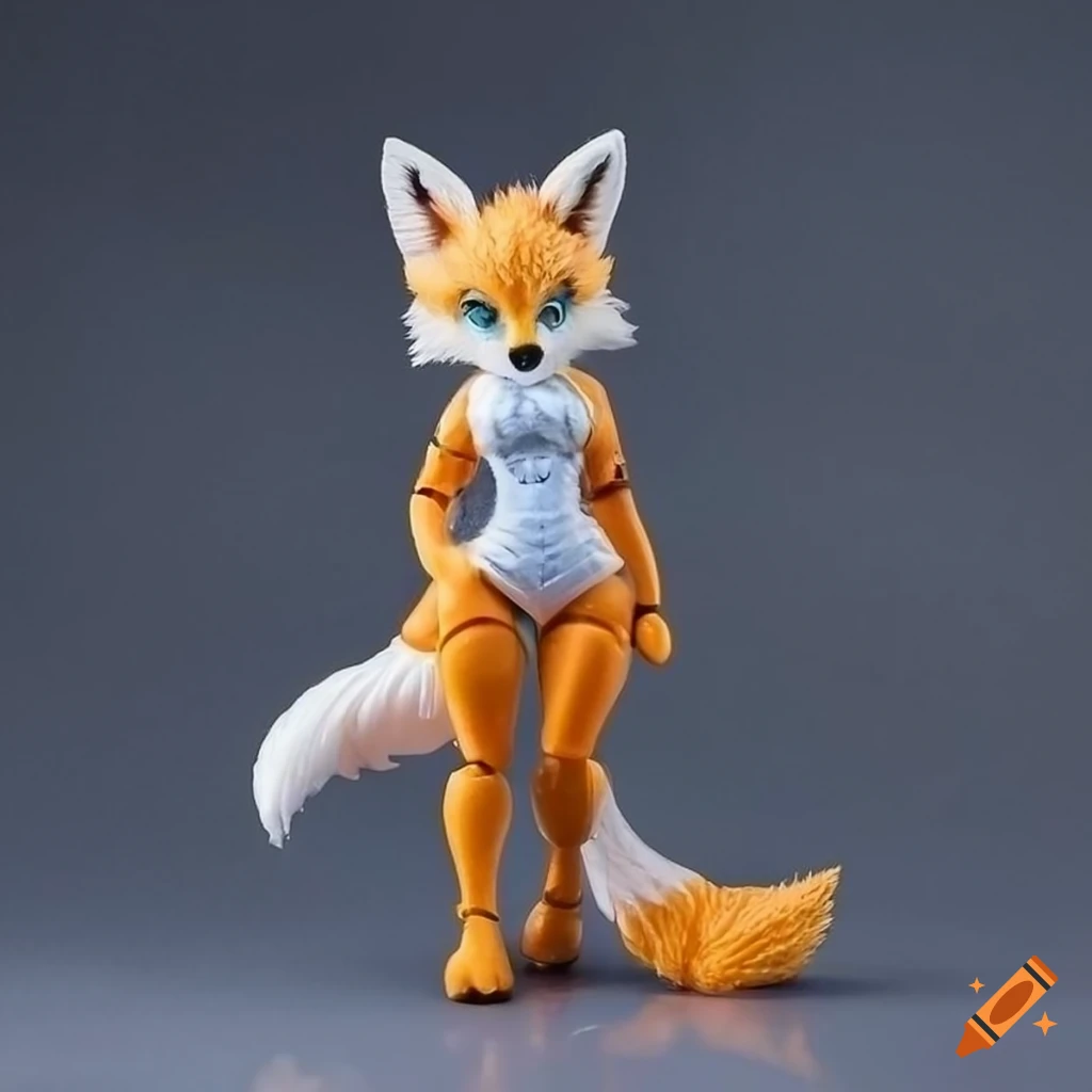 Articulated action figure of a furry fox on Craiyon
