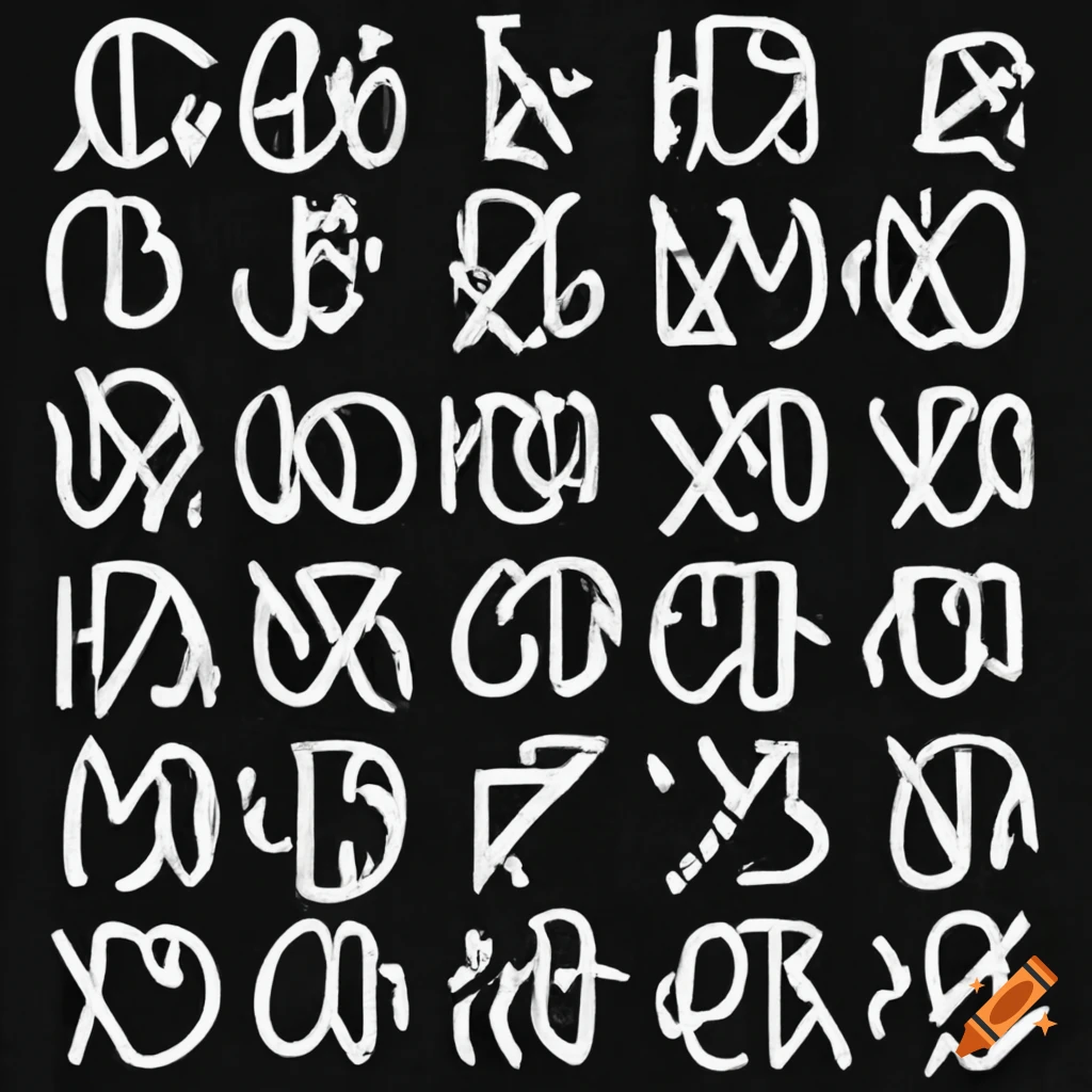 Poster of writing systems and alphabets on Craiyon