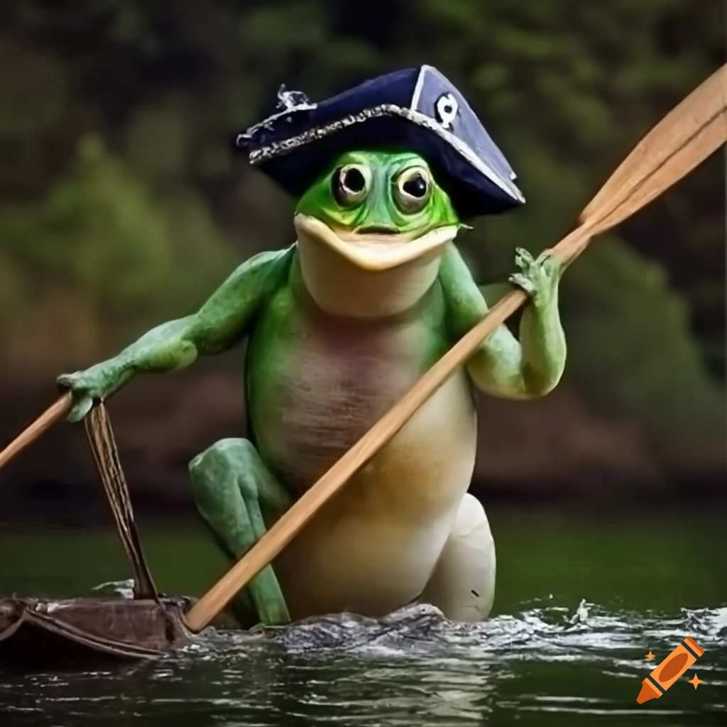 Fantasy illustration of a frog pirate with a staff on Craiyon