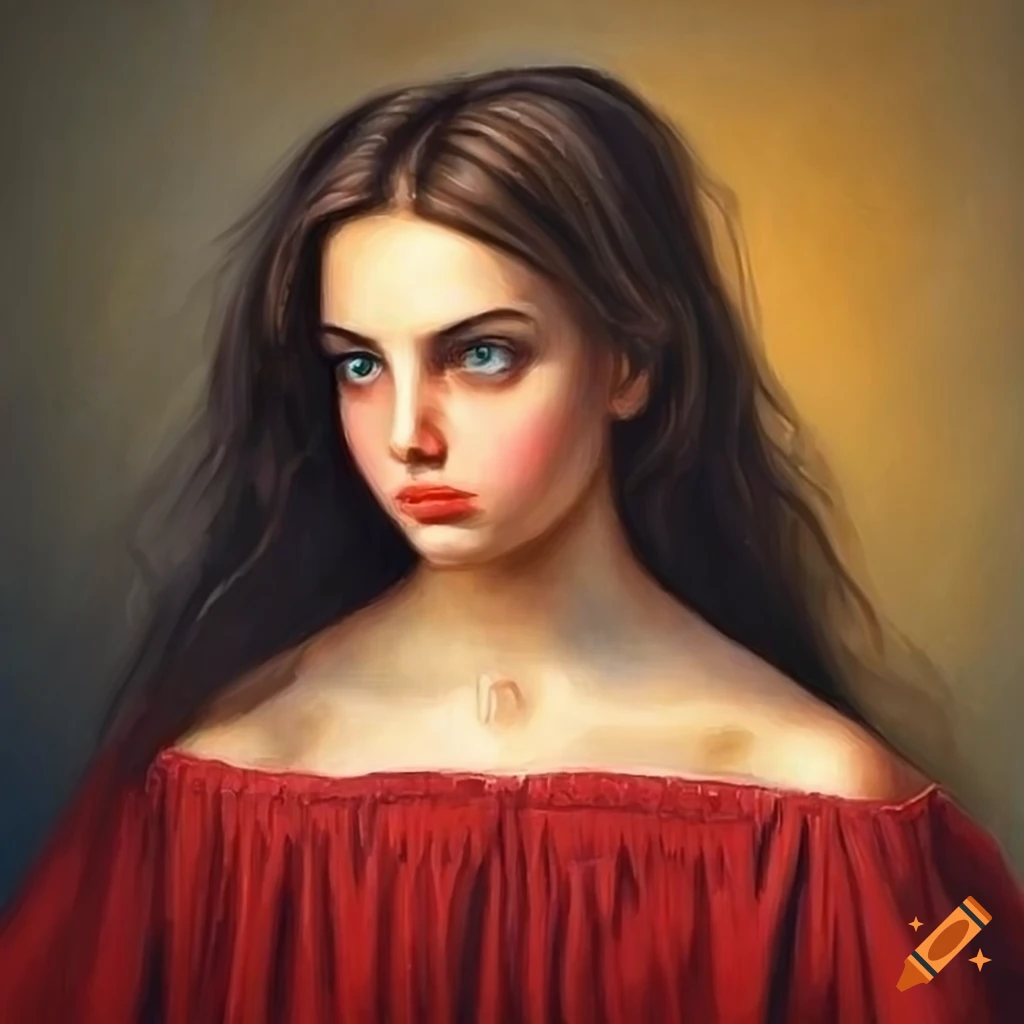 Realistic oil painting of a confident young woman on Craiyon