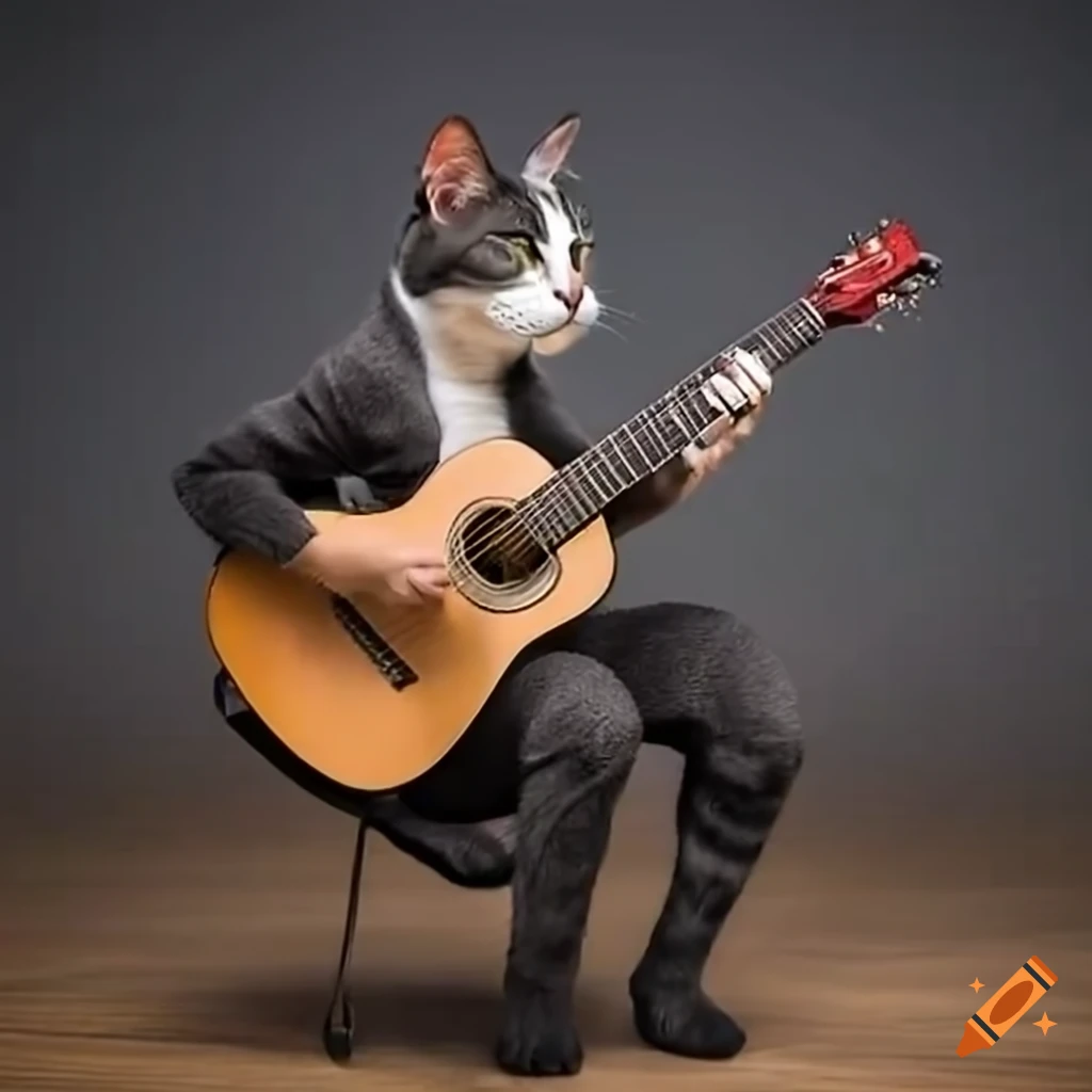 Cat playing guitar on Craiyon