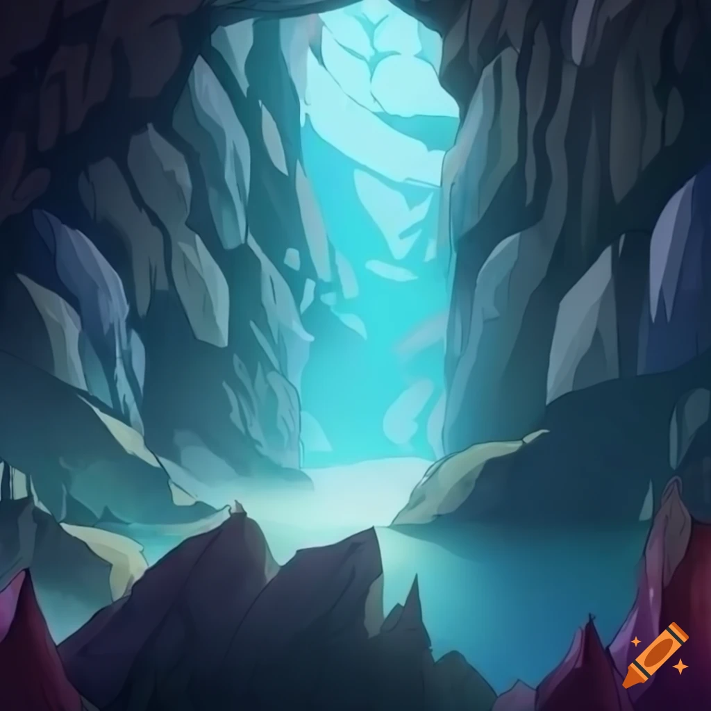 Anime cave background on Craiyon