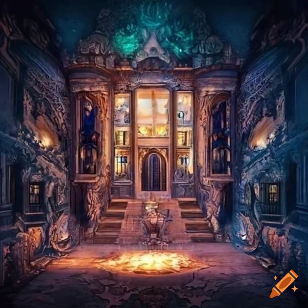 Artwork of a magical mansion with multiple dimensions on Craiyon
