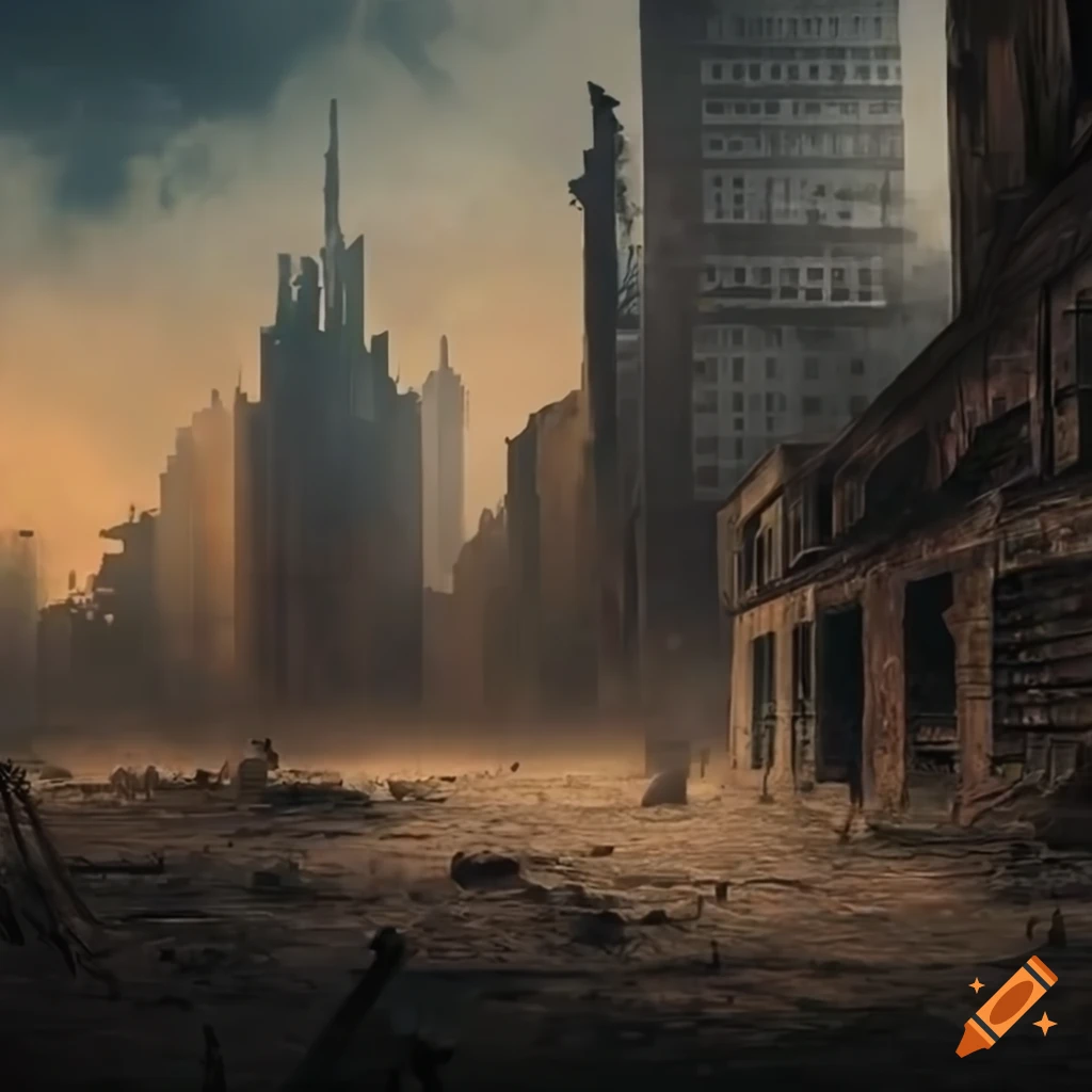 Realistic depiction of a post-apocalyptic world on Craiyon