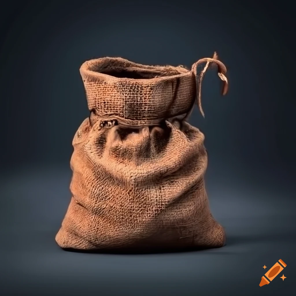 Open leather sack on the ground on Craiyon