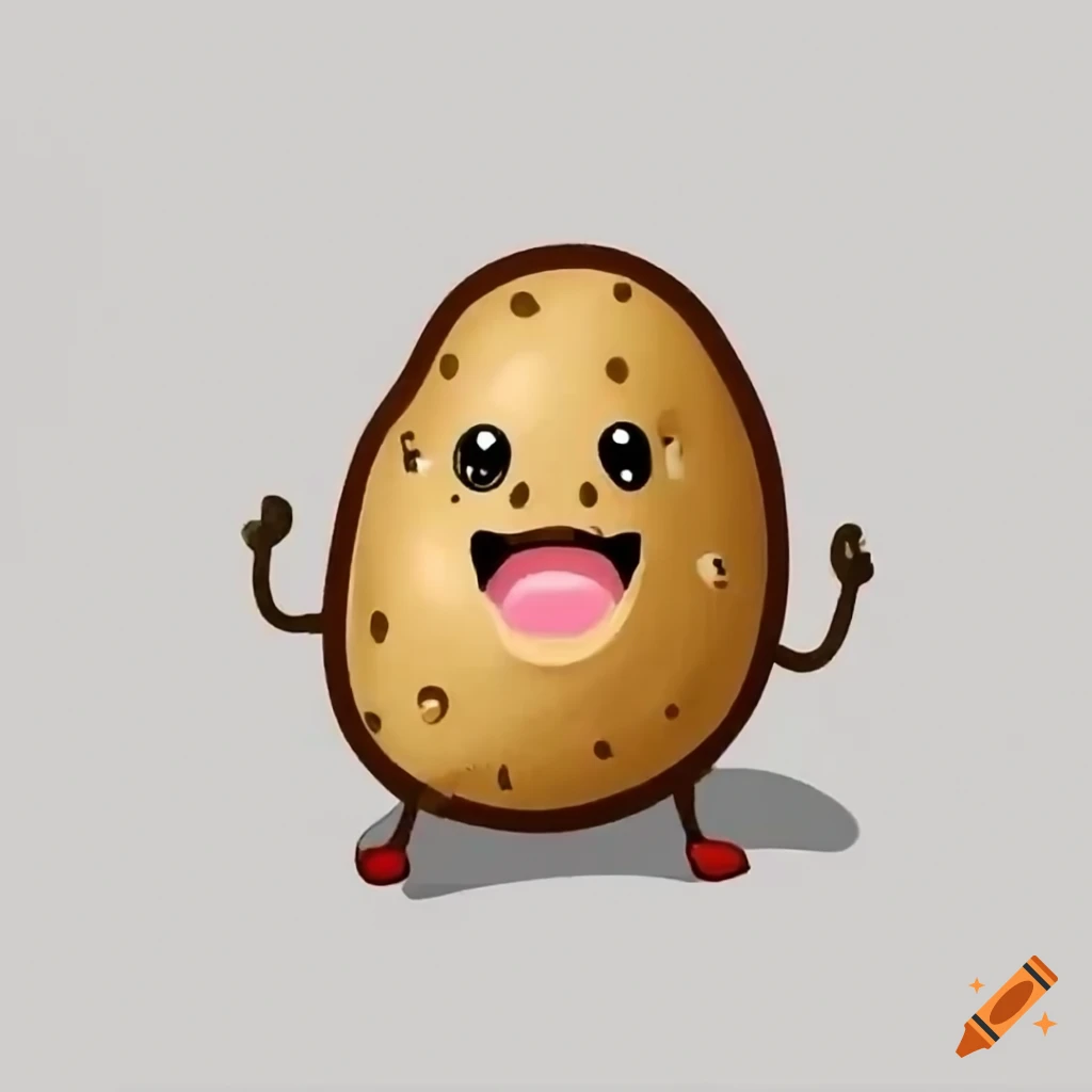 Adorable potato in a simple 2d illustration on Craiyon