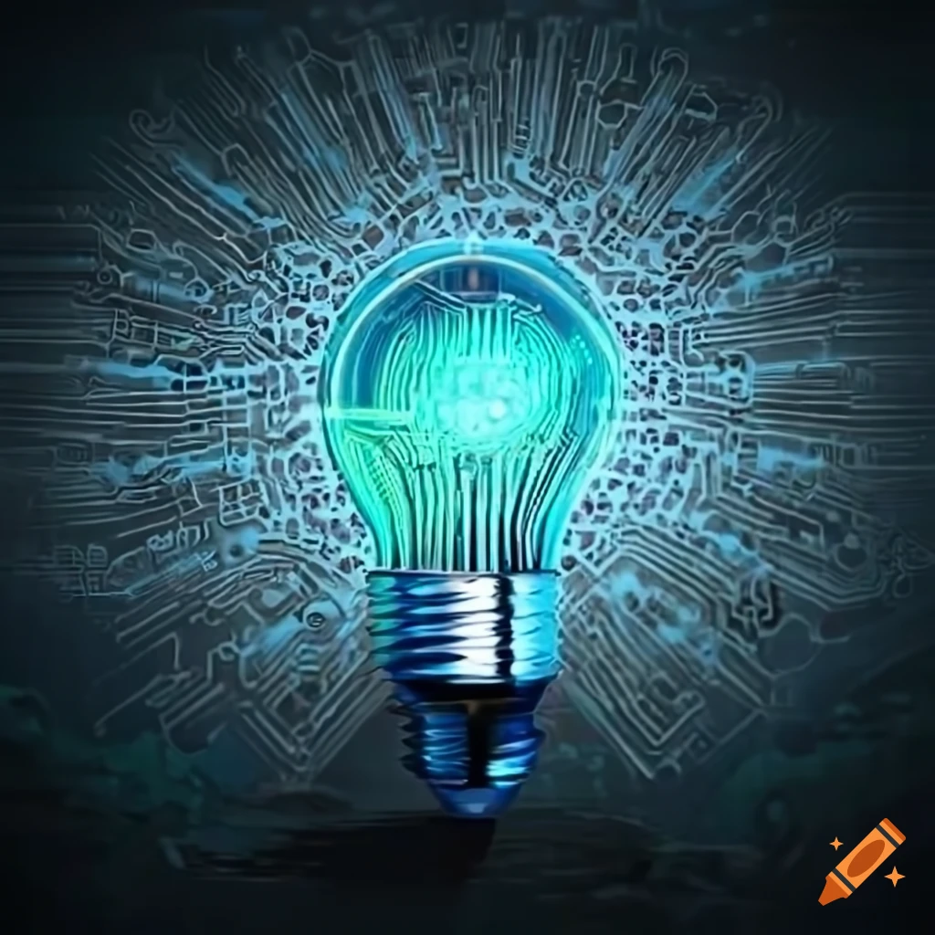 Symbolic representation of ai light bulb on computer screen on Craiyon