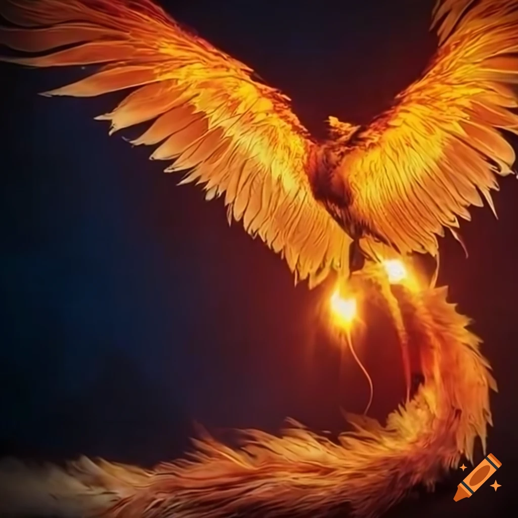Image of a majestic phoenix rising from the ural mountains on Craiyon