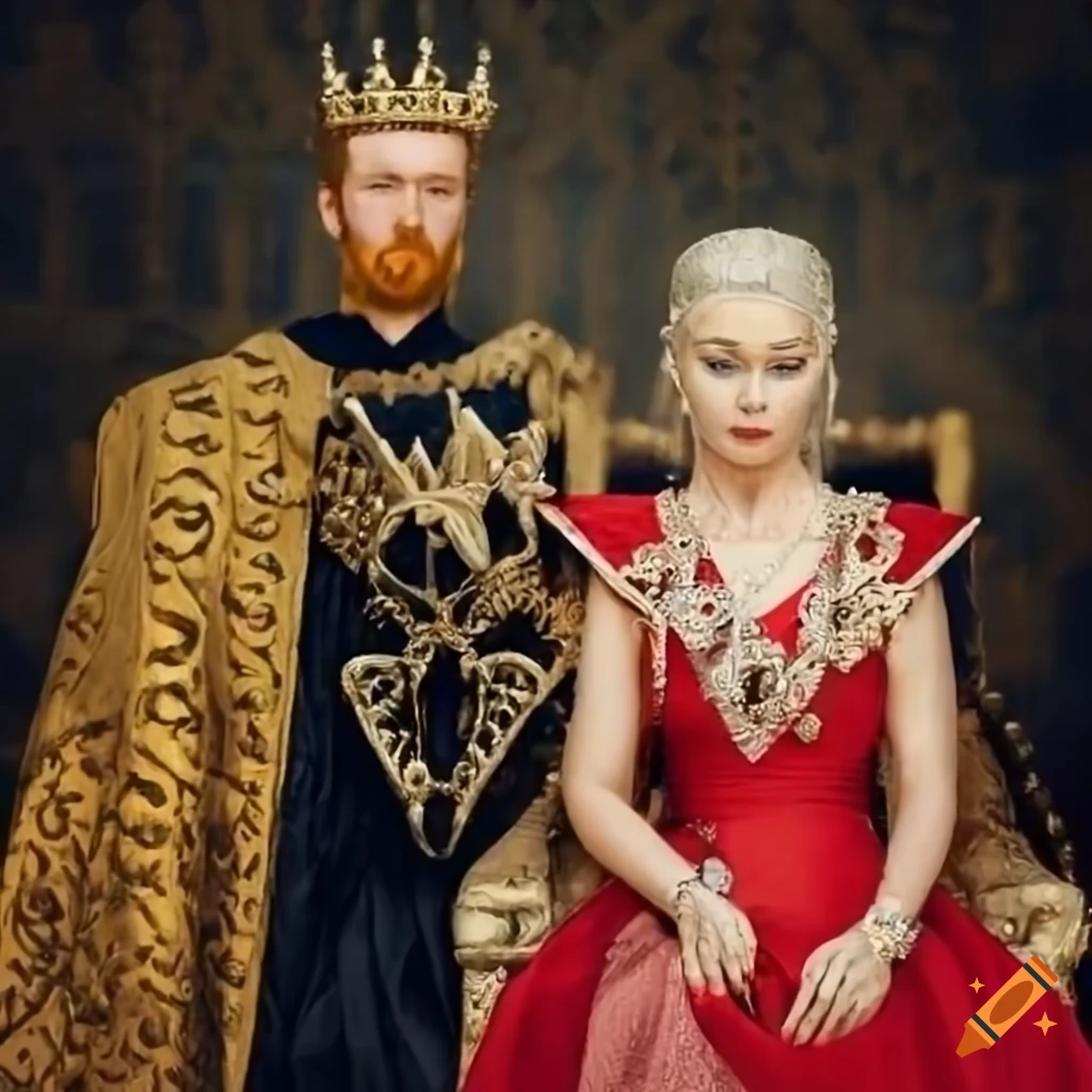 Portrait of a royal king and queen on thrones on Craiyon
