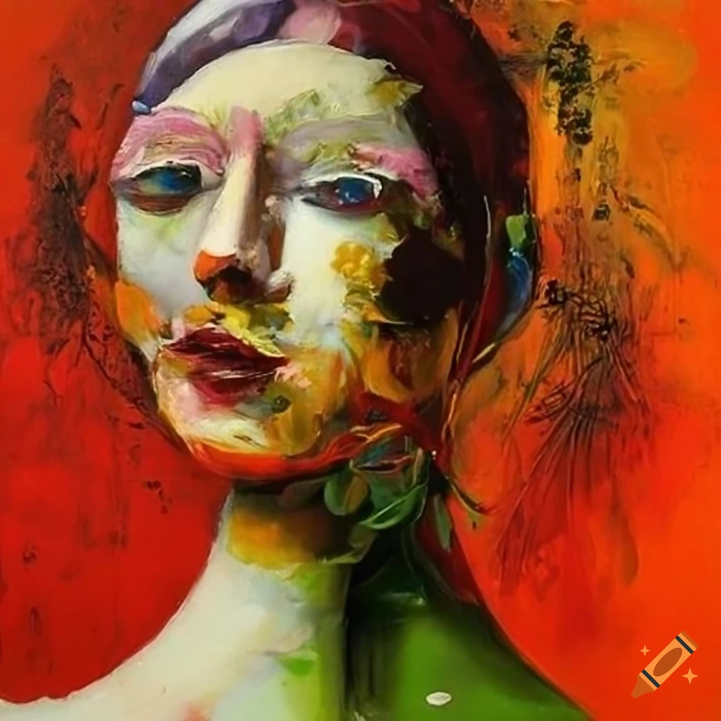 Abstract art painting of a flower vase arrangement on Craiyon