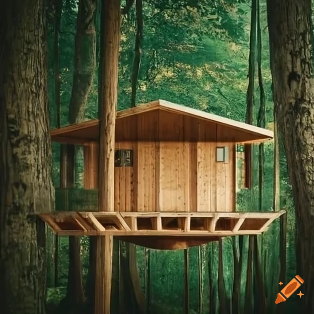 Sustainable wooden treehouse on Craiyon