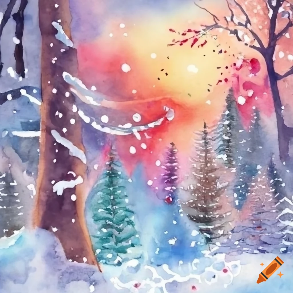 Watercolor winter holiday card design on Craiyon