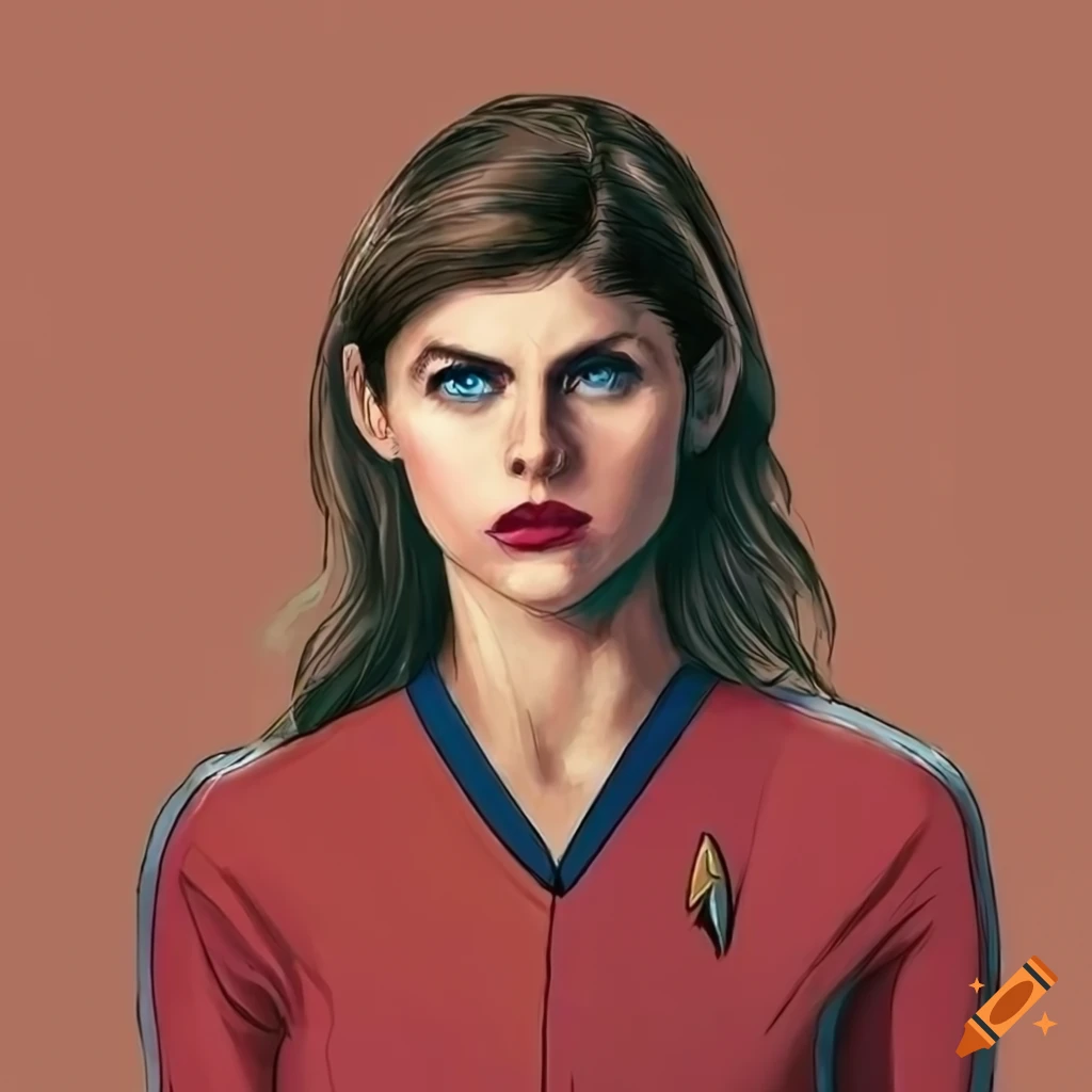 Alexandria Daddario as Star Trek captain in Frank Quitely style on Craiyon