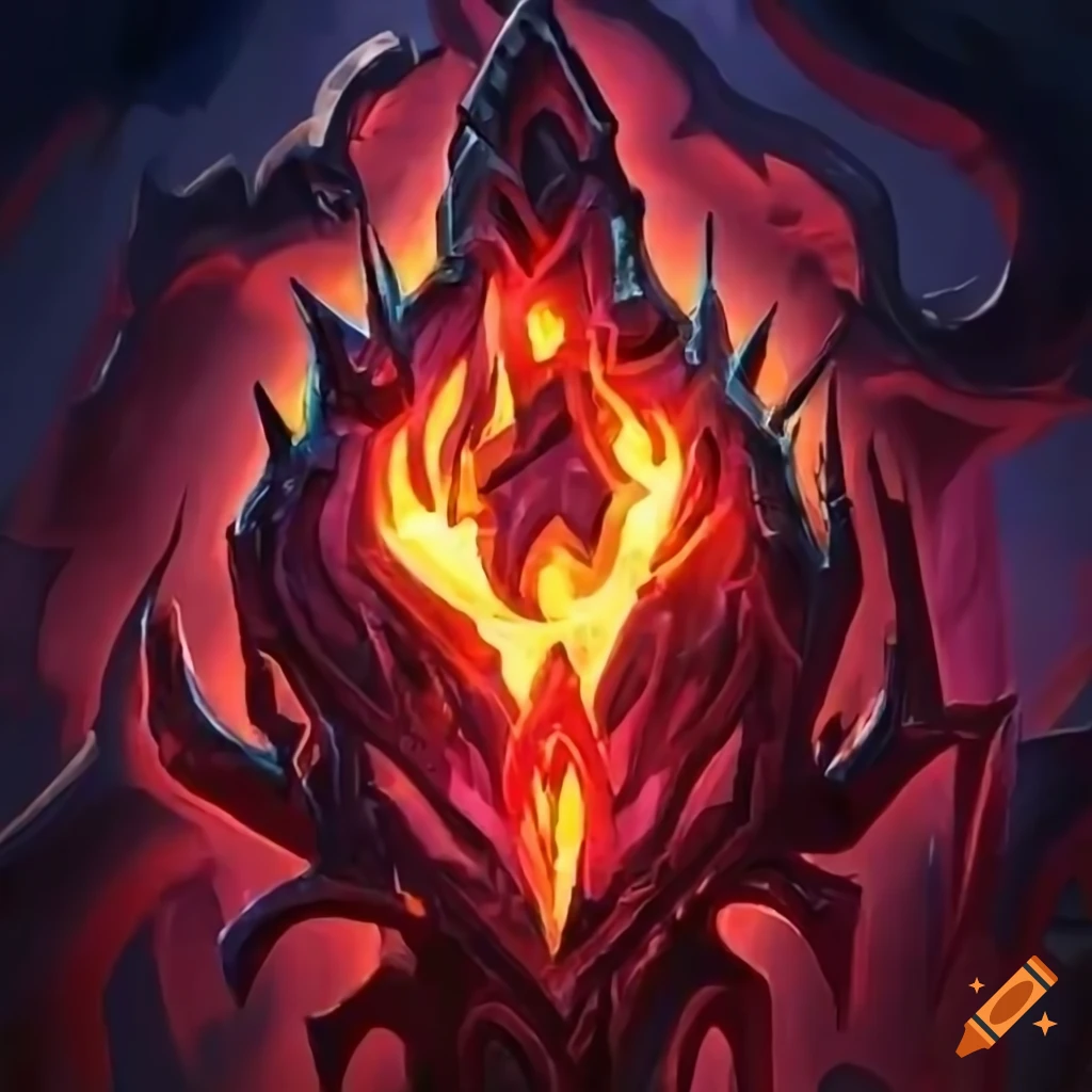 Illustration of Hearthstone logo with tempest of magma spell on Craiyon