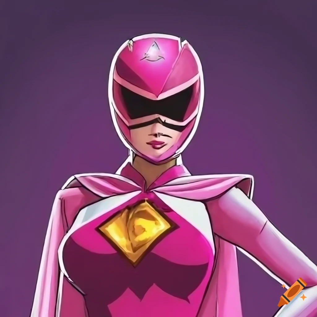 Female superhero in pink costume and cape on Craiyon