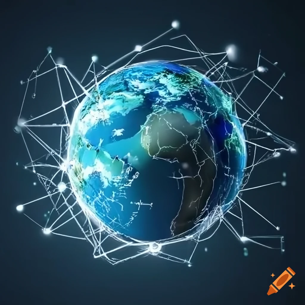 Illustration of a global internet network on Craiyon