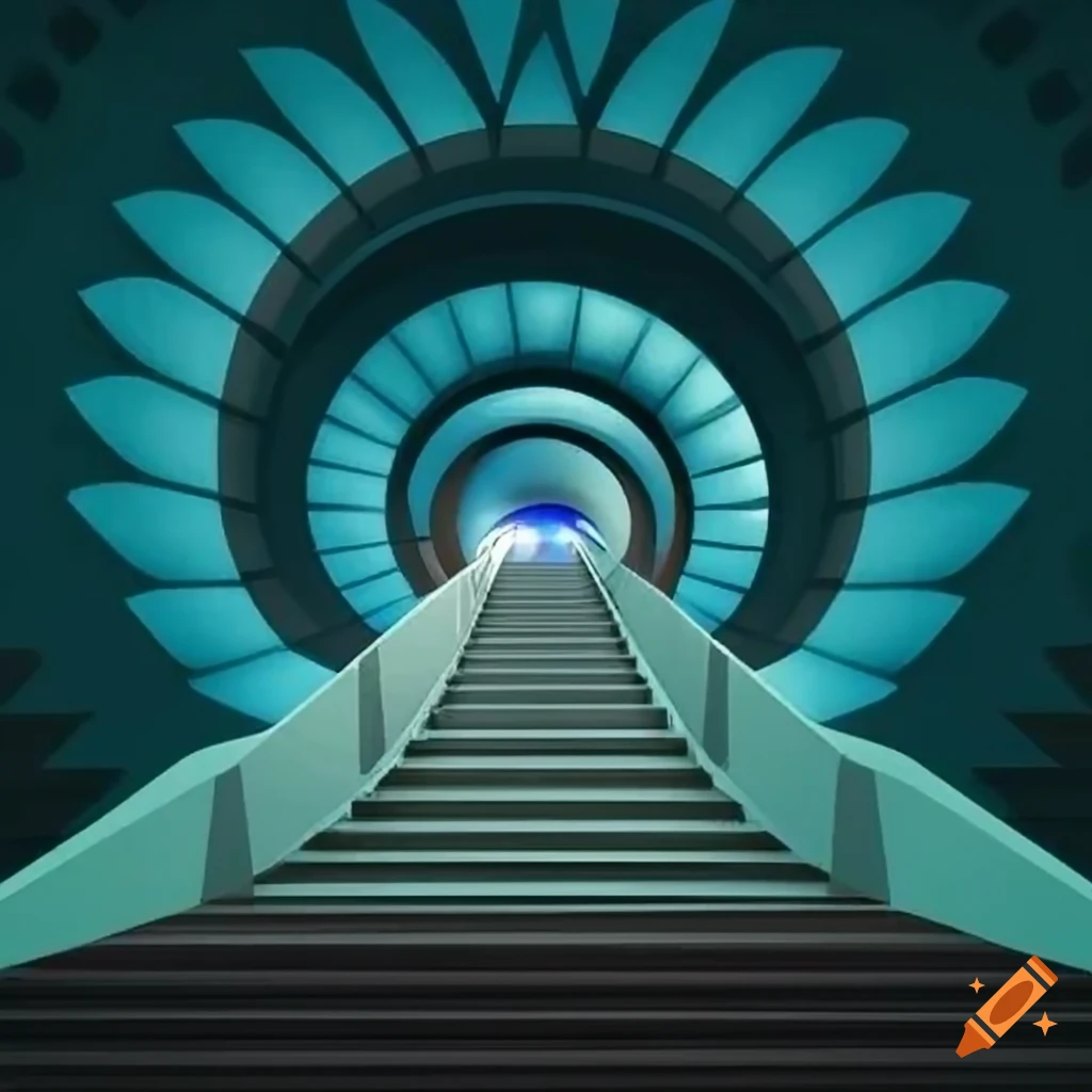 Abstract art with architectural arches and steps on Craiyon