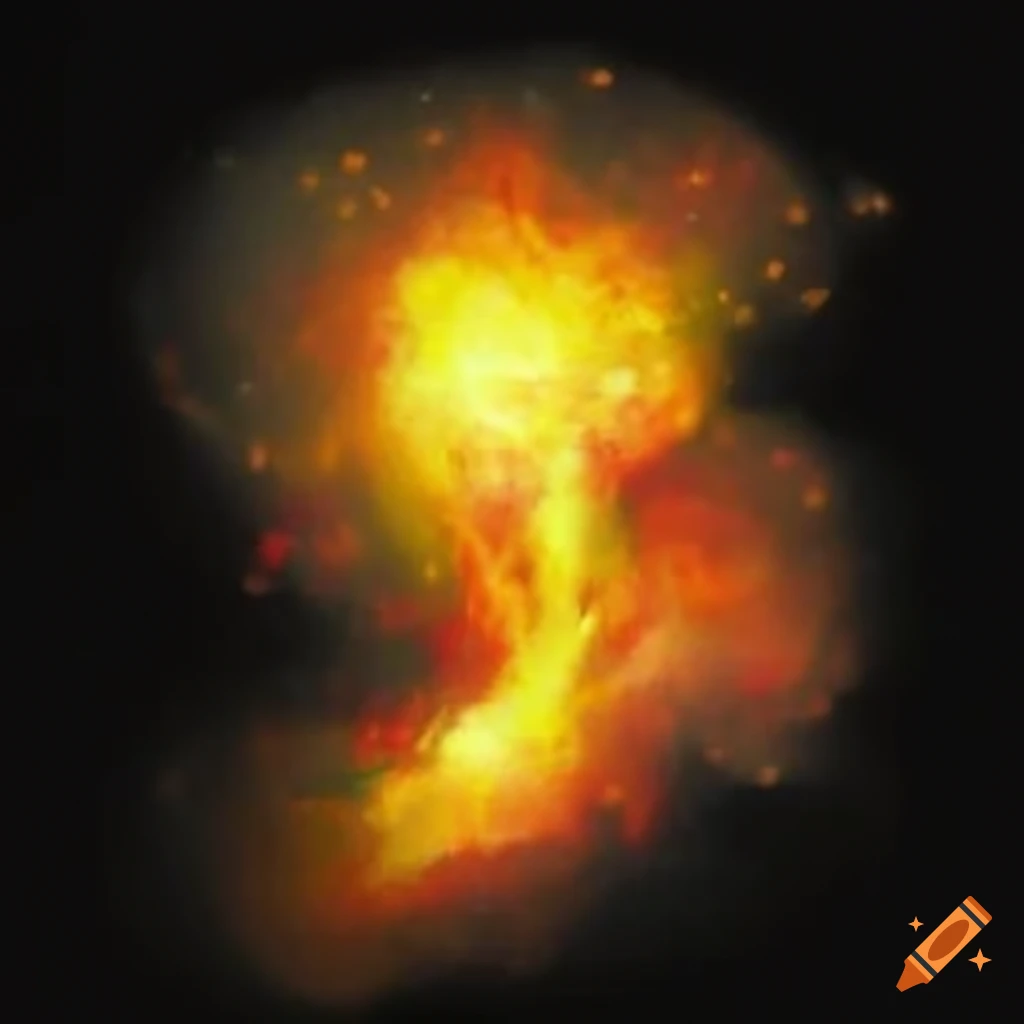 Digital painting of a yellow explosion on black background on Craiyon